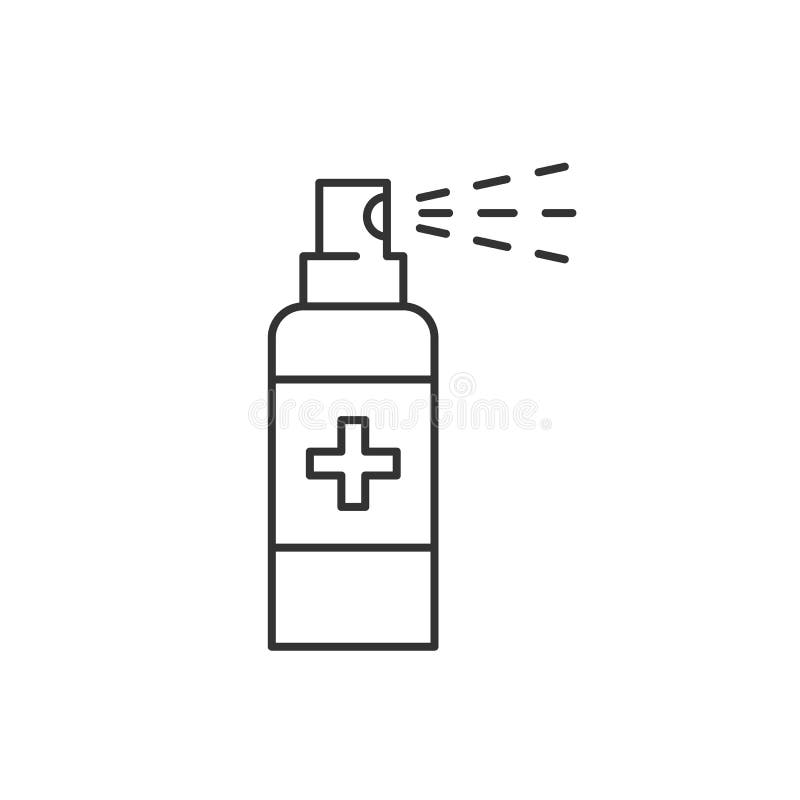 Antiseptic Spray Line Icon, Wash and Hygiene Concept, Disinfectant ...