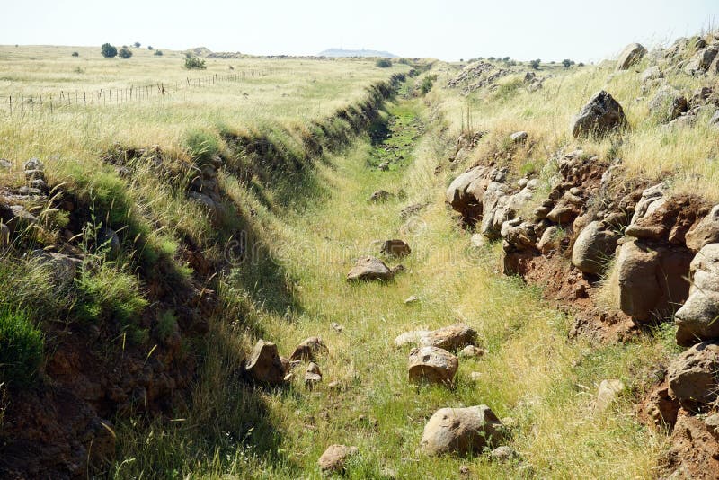 Antitank ditch stock photo. Image of fence, nature, grass - 117933454