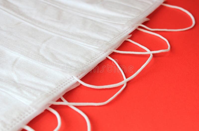Antiviral Masks on Red Background with Copy Space. Protective Masks ...