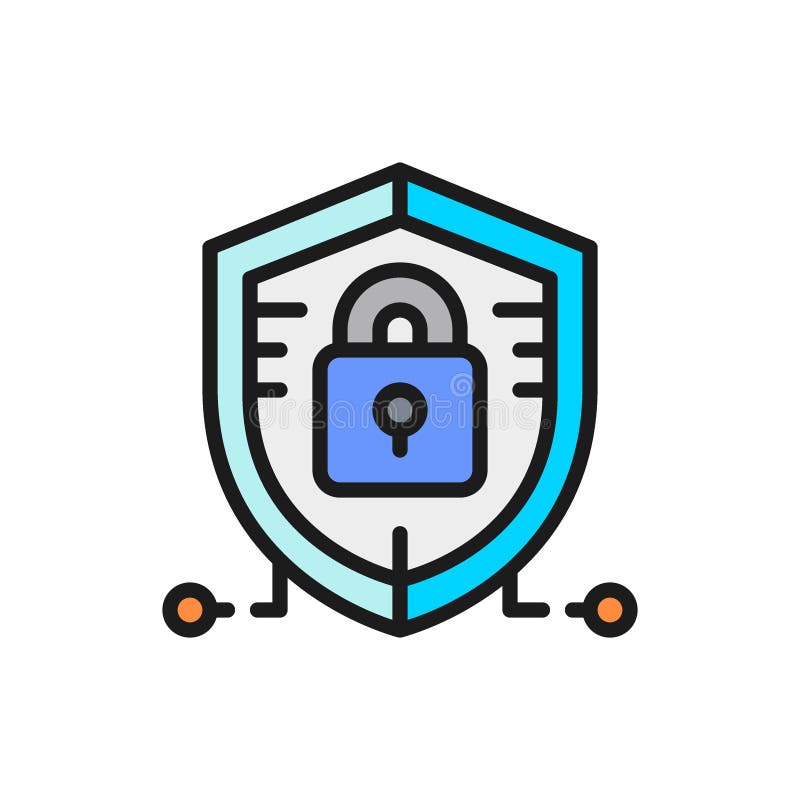 Antivirus Data Protection Cyber Security Flat Color Line Icon Stock