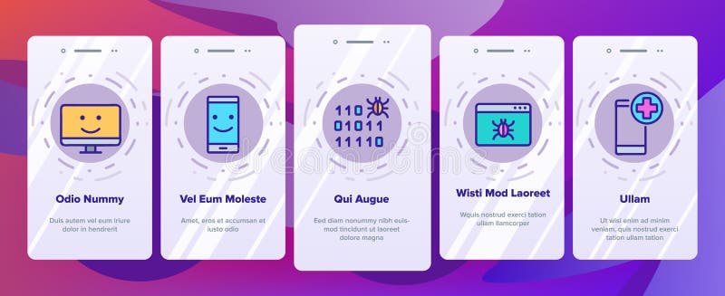 Antivirus Program Onboarding Icons Set Vector Stock Vector ...