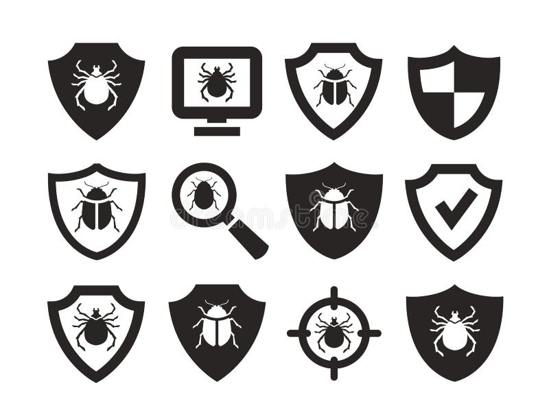 Antivirus Protection. Web Icons Set Stock Vector - Illustration of ...