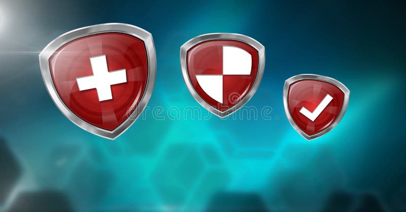 Antivirus Security Protection Shields Software with Clean Button Stock ...