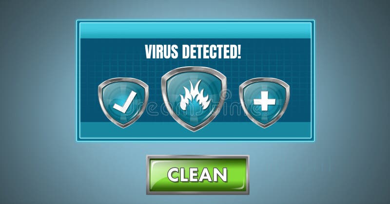 Antivirus Security Protection Shields Software with Clean Button Stock ...