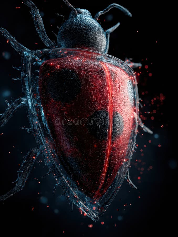 Antivirus Shield Pulsing To Deflect Phishing Bug with Clear Top Section ...