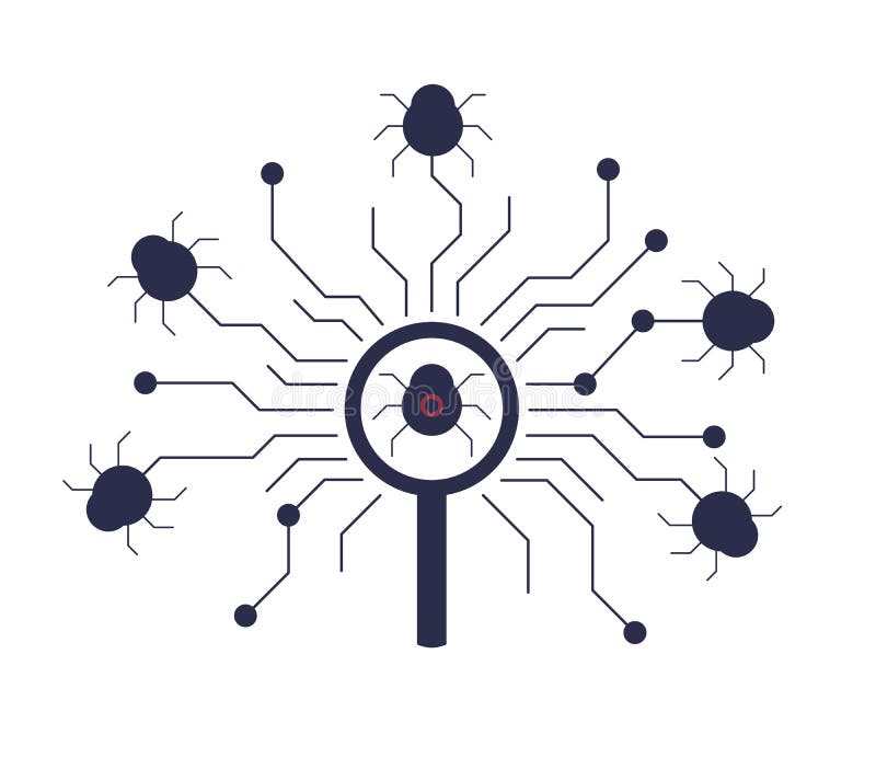 Antivirus Software Searching For Viruses Malwares And Vulnerabilities Stock Vector