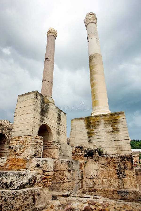 Antonine Baths chimneys stock image. Image of mediterranean - 28298763