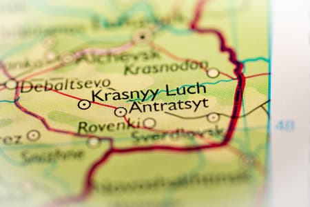 Antratsyt, Ukraine Highlighted on a World Map Stock Photo - Image of ...