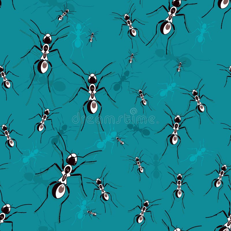 Seamless Vector Pattern with Ants Stock Vector - Illustration of ...