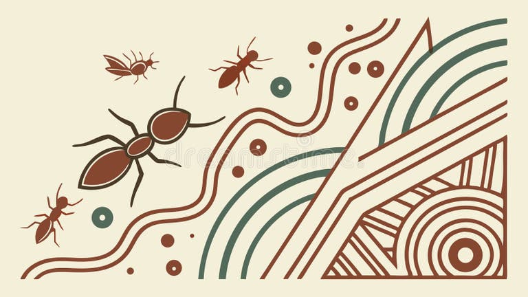 Ants on Abstract Path, Industrious Nature, Vector Design Generative AI ...