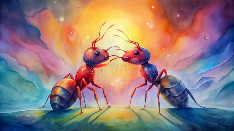 Ants on a Background of the Sky. 3d Illustration Stock Illustration ...