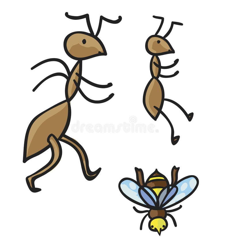 Ants and Bee. Vector Illustration Stock Vector - Illustration of ...