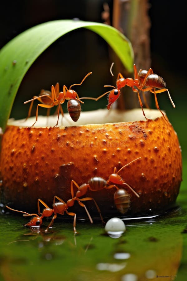 Ants Carrying Food Together, Showcasing Cooperation Stock Illustration ...