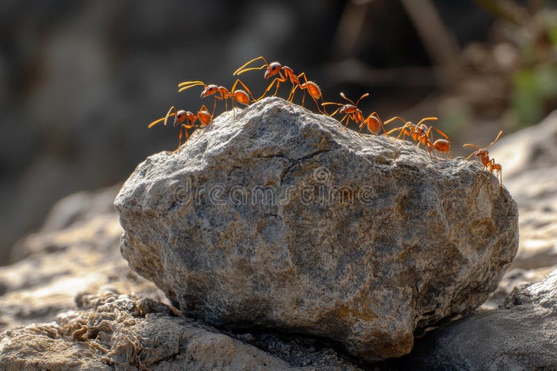 Ants Collaborating To Lift a Heavy Rock, Showcasing Remarkable Teamwork ...