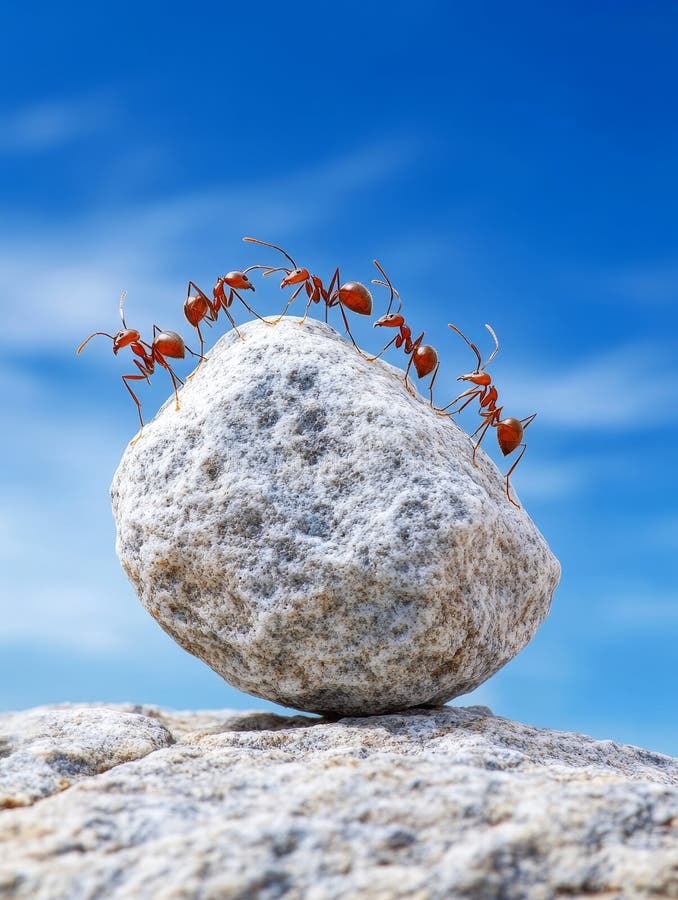 Ants Collaborating To Move a Rock a Group of Ants Working Together To ...