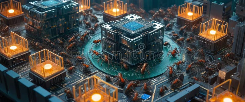 Ants on a Computer Processor Stock Photo - Image of problemsolving ...