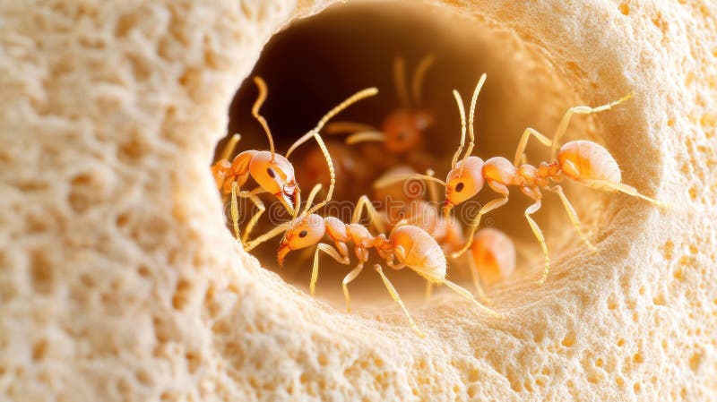 Ants Exploring a Sponge-Like Surface, AI Stock Image - Image of ...