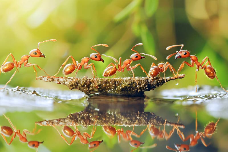 Ants Forming a Raft To Float Across a Small Puddle, Generated Ai Stock ...