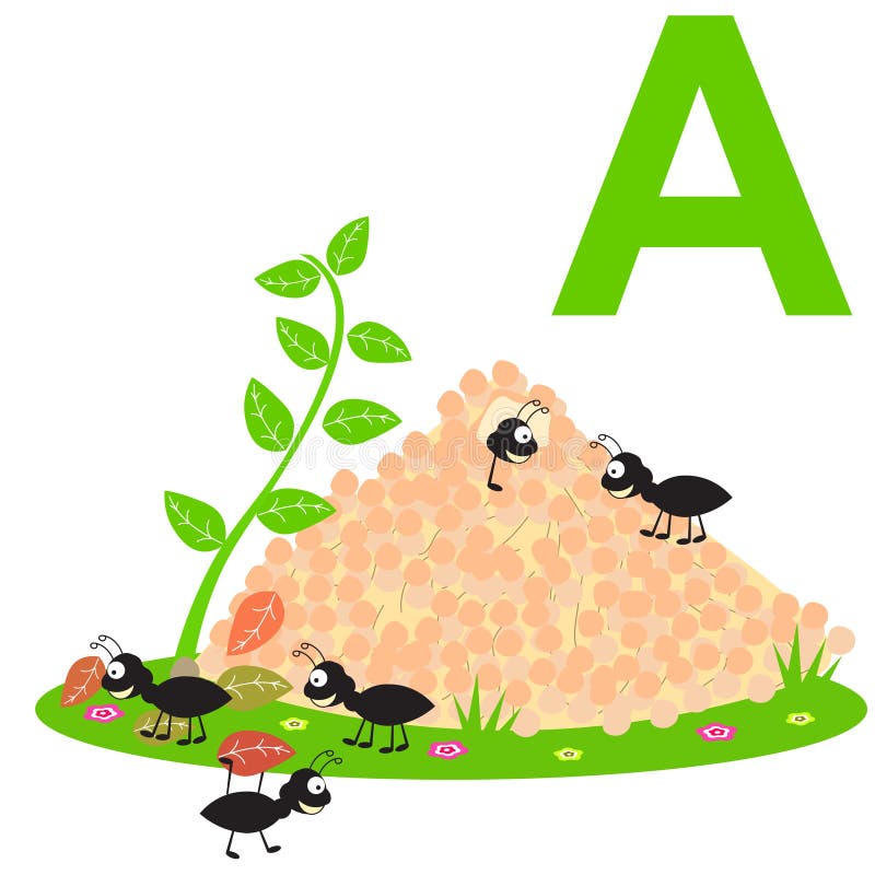A for ants .kids alphabet stock vector. Illustration of preschool ...