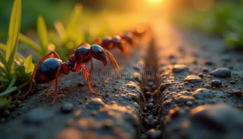 Ants Marching in Parallel Lines, Creating Distinct Pathways , Path ...