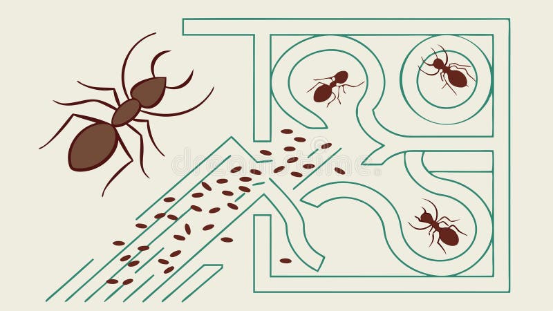 Ants on a Maze Path Searching for Food Concept, Vector Design Generative AI Stock Vector ...