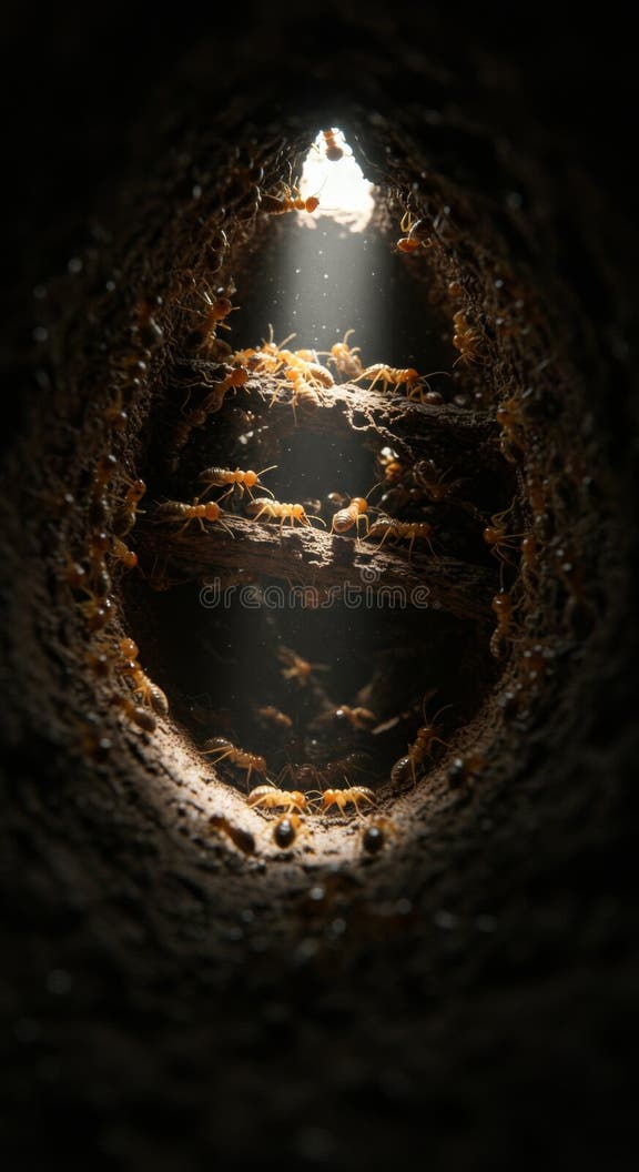Ants and Termites in Dark Underground Tunnel Stock Illustration ...