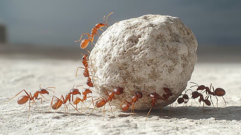 Ants United, Carrying a Large Stone Stock Illustration - Illustration ...