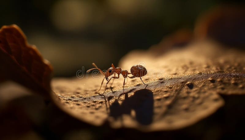 Ants Working Together on Leaf in Forest Generated by AI Stock ...