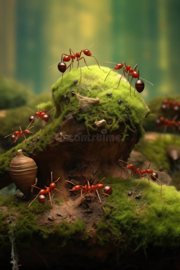 Ants Working Together To Carry Heavy Load Stock Illustration ...