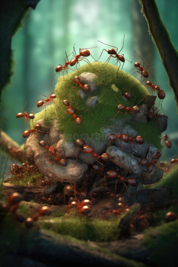 Ants Working Together To Carry Heavy Load Stock Illustration ...