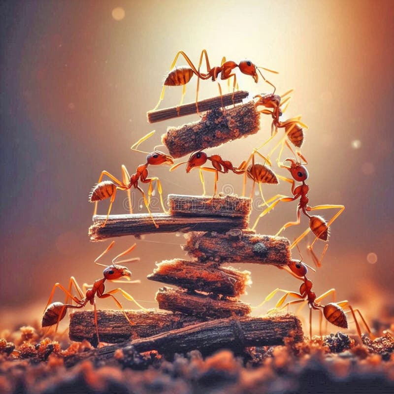 Ants Working Together To Make Something Big Stock Illustration ...