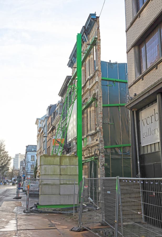Construction in a Simple Street in Antwerp Editorial Photography ...