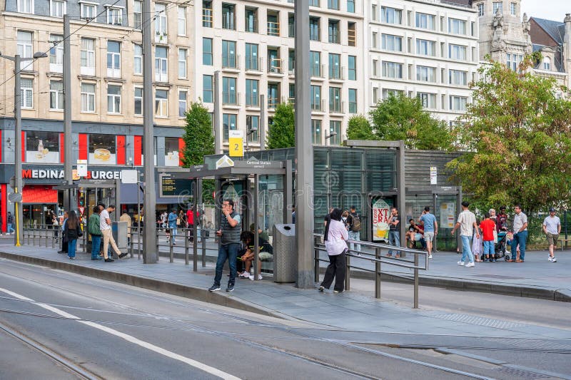 Antwerp, Belgium - Main Hub of the Tramways at the Central Station ...