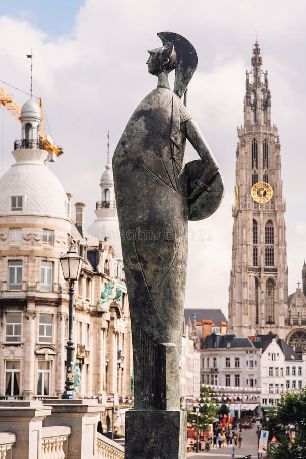 Antwerp, Belgium Monument To the Goddess Minerva Editorial Stock Photo ...