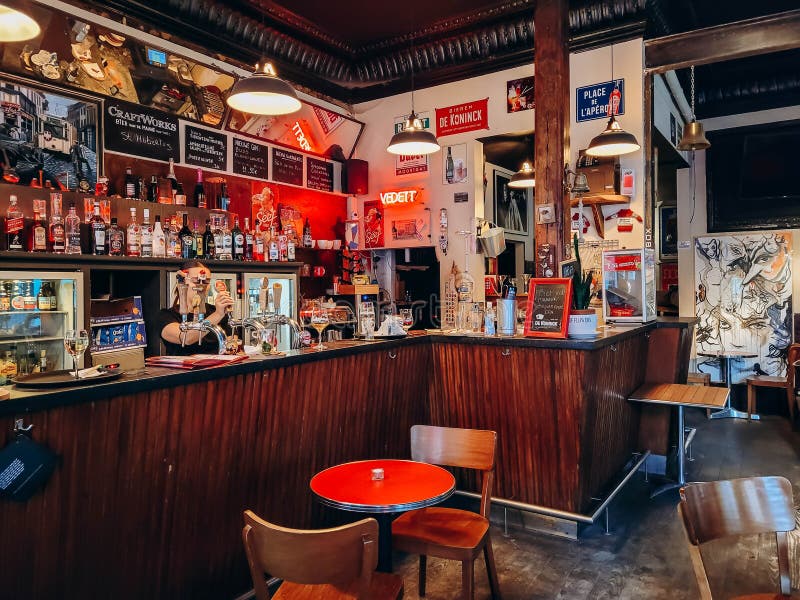 Interior of a Traditional Cozy Bar in Antwerp Editorial Stock Image ...