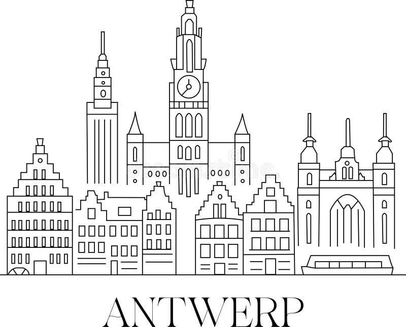 City Antwerp Vector Line Drawing Free Vector Stock Vector ...