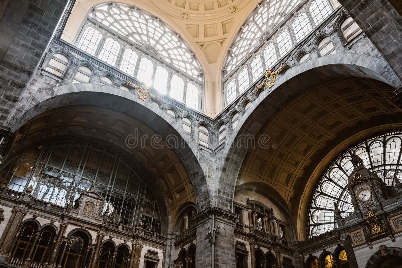 Antwerp Railway Station, Belgium. Victorian Interior Design of Antwerp ...