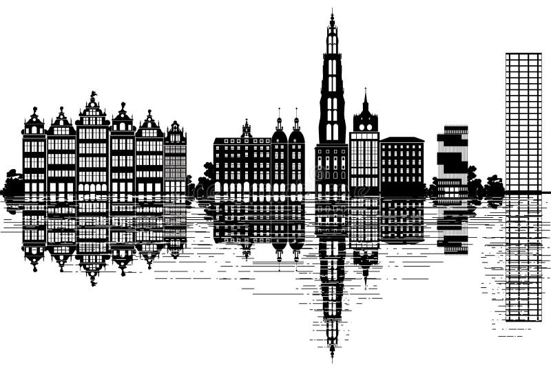 Antwerp Skyline Belgium stock vector. Illustration of place - 180606852