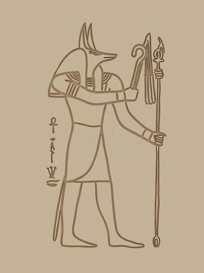 Dios Egipcio De Anubis En Vector Con Símbolo Egipcio Ilustración del ...