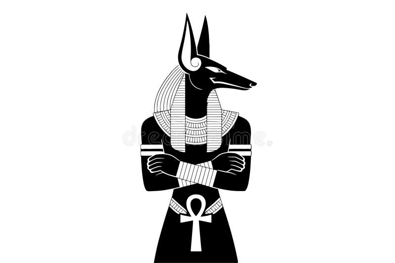 Anubis Ancient Egyptian God Vector Illustration for Tattoos and Art ...