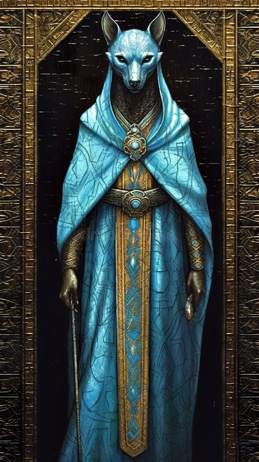 Anubis, Egyptian God, Dressed in a Blue Cloak. Generative AI Image ...