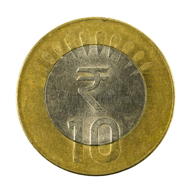 Moeda De 1 Rupia Contra O Anverso Da Cédula Da Rupia 10 Indiana Imagem ...