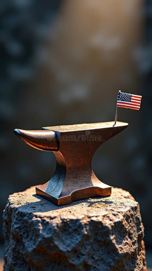 Anvil with American Flag: Symbol of Strength and Patriotism Stock ...