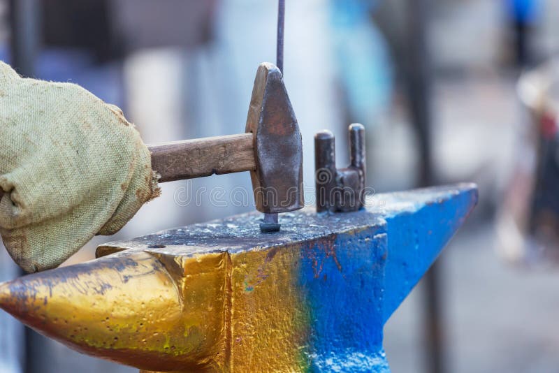 Anvil stock photo. Image of forging, coal, burning, fireworks - 232326202