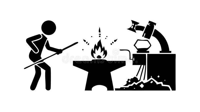 Anvil with Fire and Sparks, Forging Process, Vector Design Generative ...