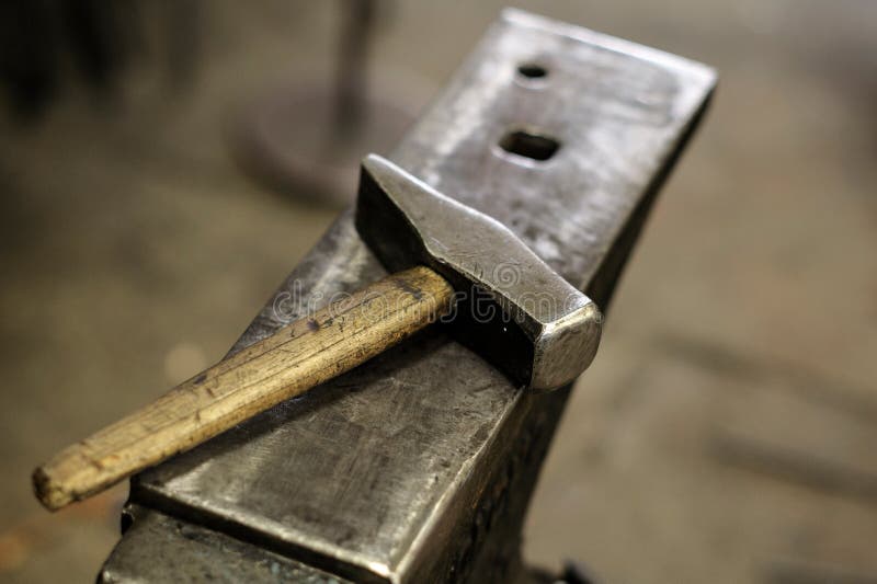 Anvil and Hammer, Blacksmith Tools in the Forge Stock Photo - Image of ...