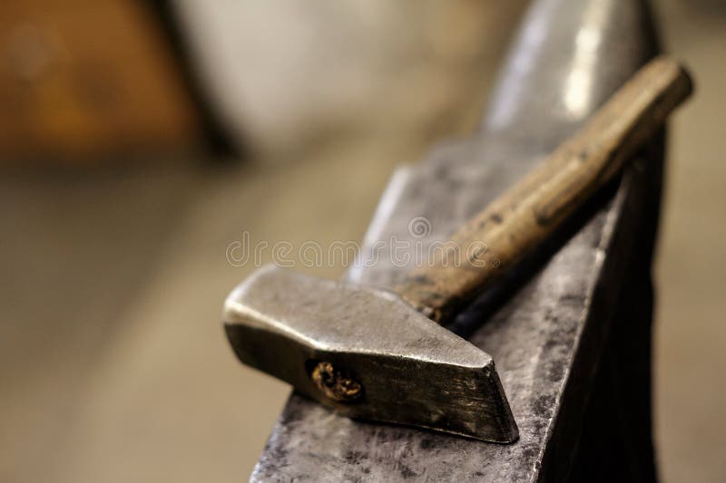 Anvil and Hammer, Blacksmith Tools in the Forge Stock Image - Image of ...