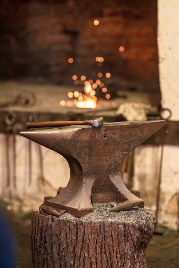 Anvil and Hammer in a Forge.. Stock Photo - Image of handle, blacksmith ...