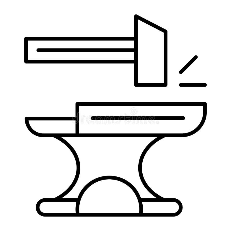 Anvil with Hammer Thin Line Icon. Blacksmith Vector Illustration ...