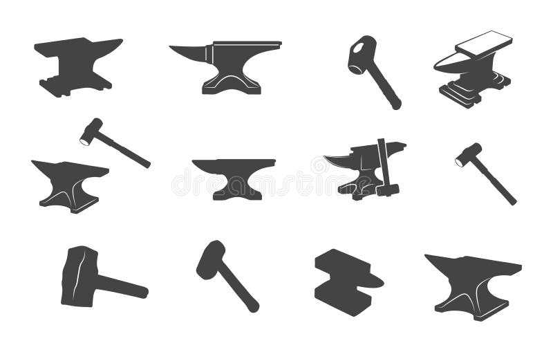 Anvil and Hammer Vectors, Anvil and Hammer Silhouette, Hammer ...